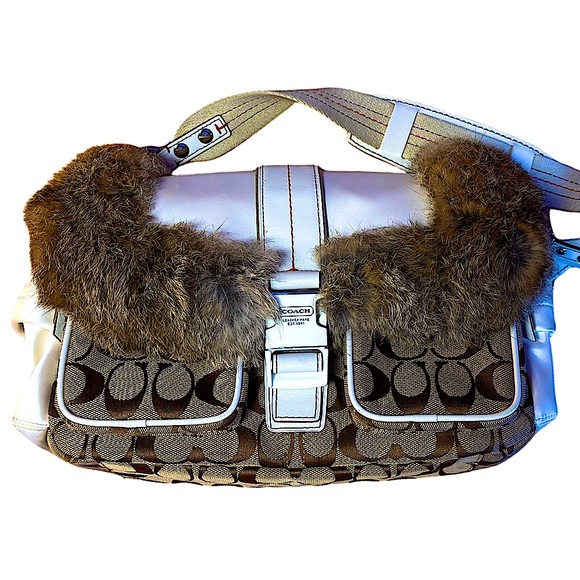 Coach | Bags | Auth Fur Trim Coach Shoulder Purse Vintage 9s | Poshmark